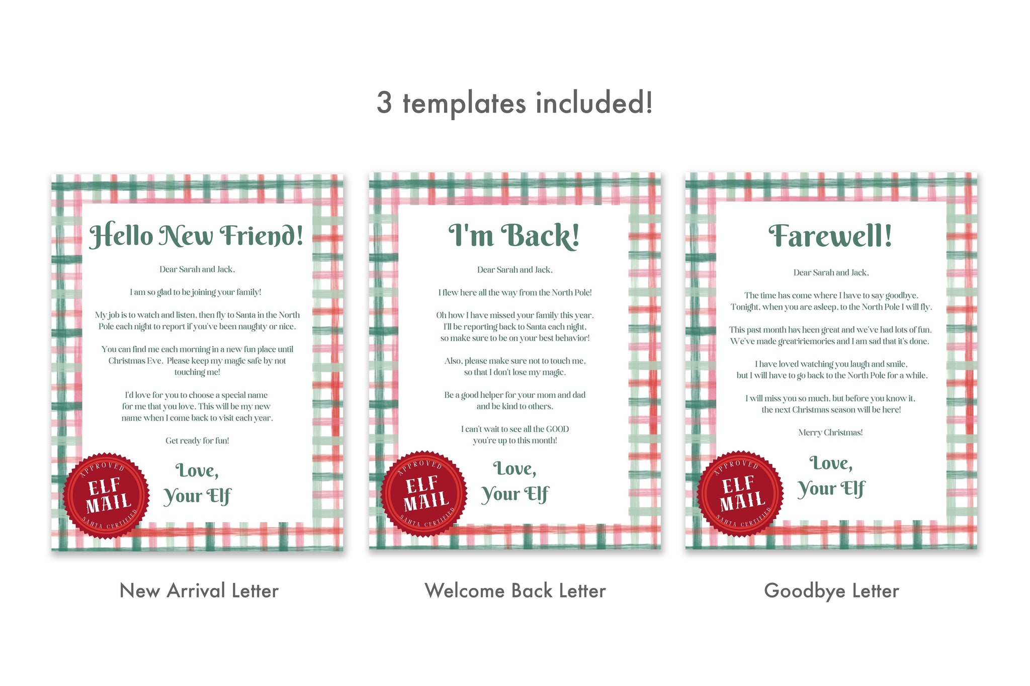 Elf Arrival and Farewell Printable Letters - Red and Green – Sugar Pie ...