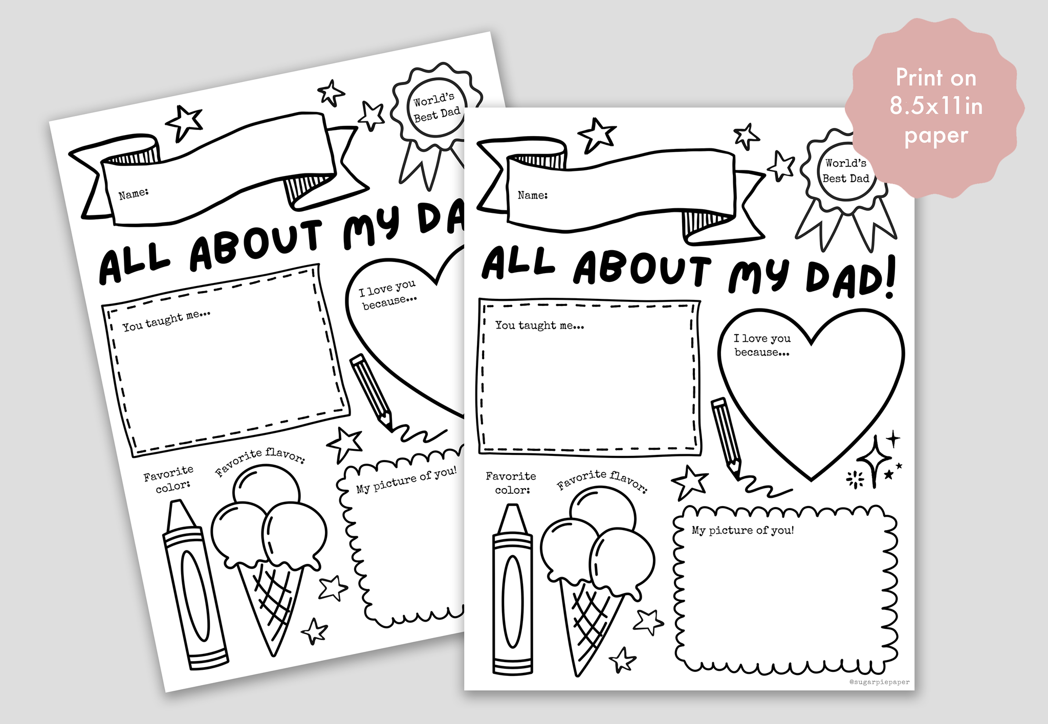 All About My Dad | Father's Day Printable – Sugar Pie Paper