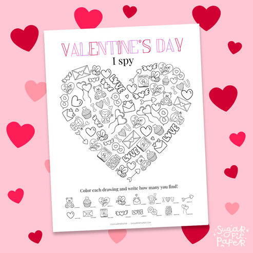 I Spy Valentine Activity Printable for Kids – Sugar Pie Paper