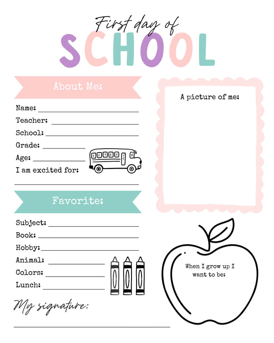 Back to School Printable for Kids – Sugar Pie Paper