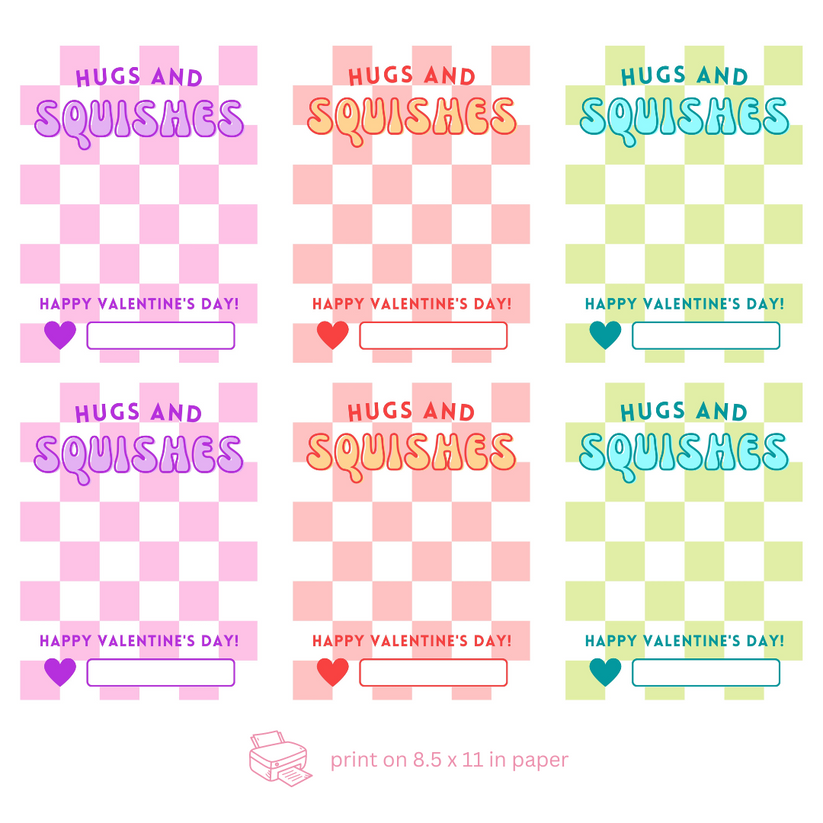 Hugs and Squishes Printable Cards – Sugar Pie Paper