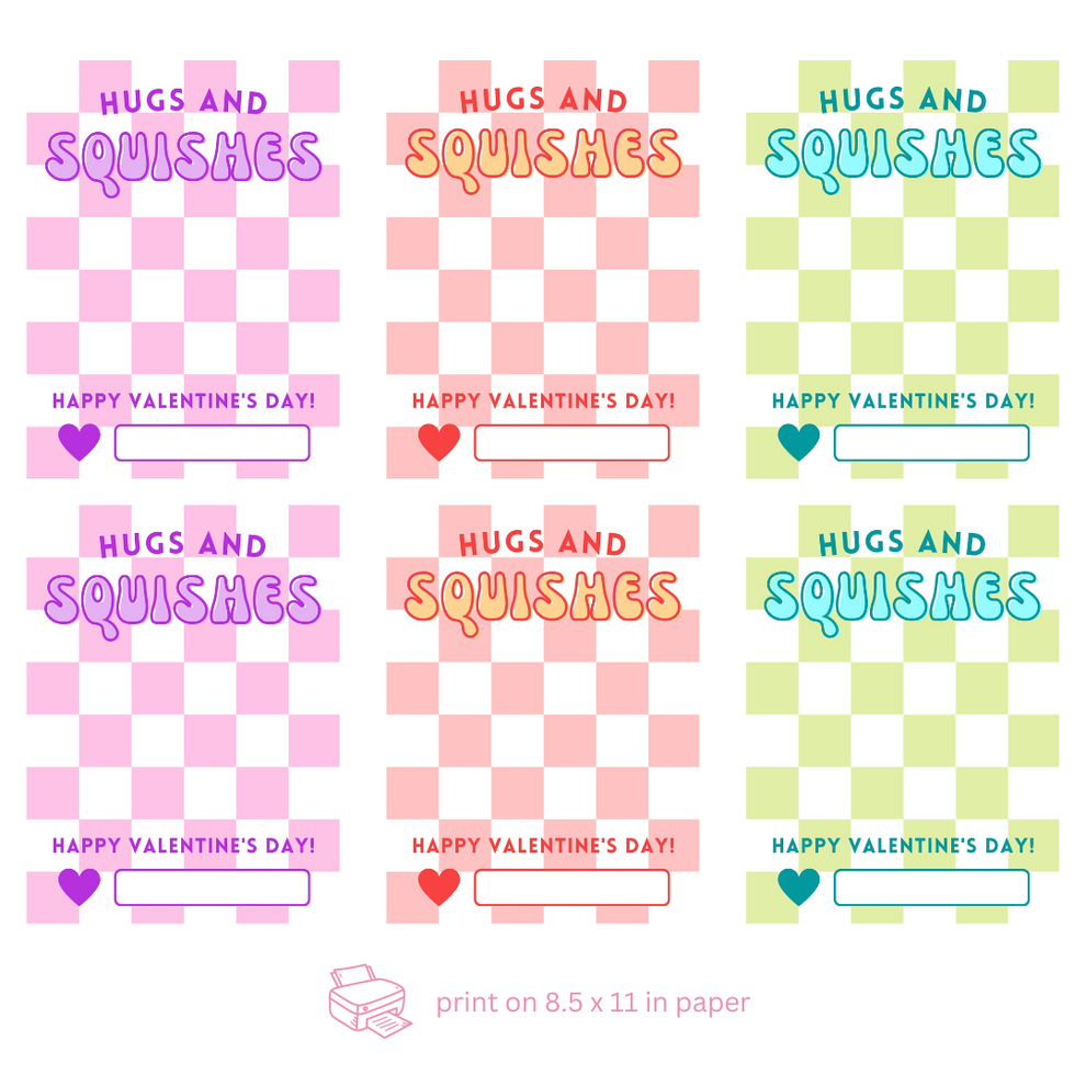 Hugs and Squishes Printable Cards – Sugar Pie Paper