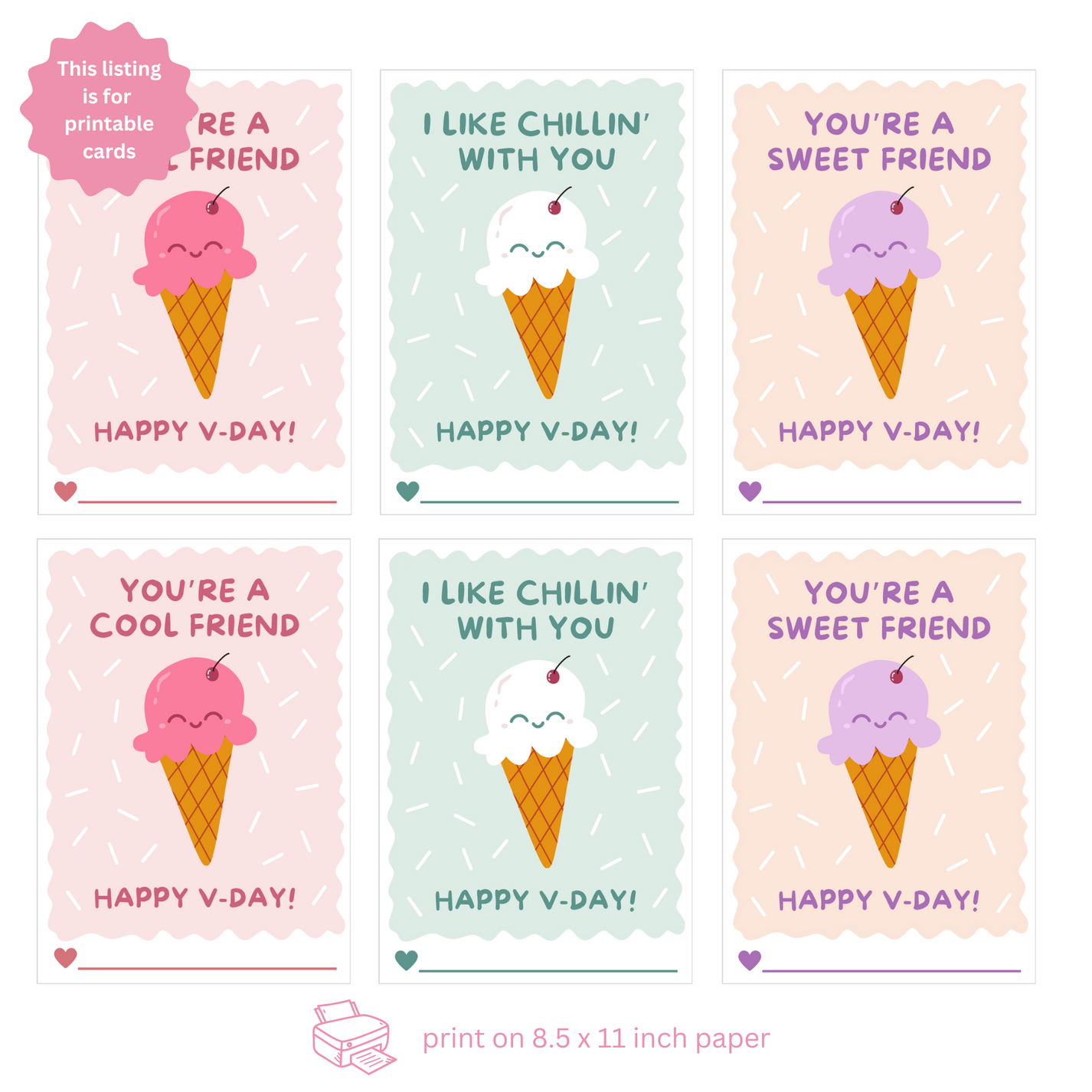 Ice Cream Printable Cards – Sugar Pie Paper