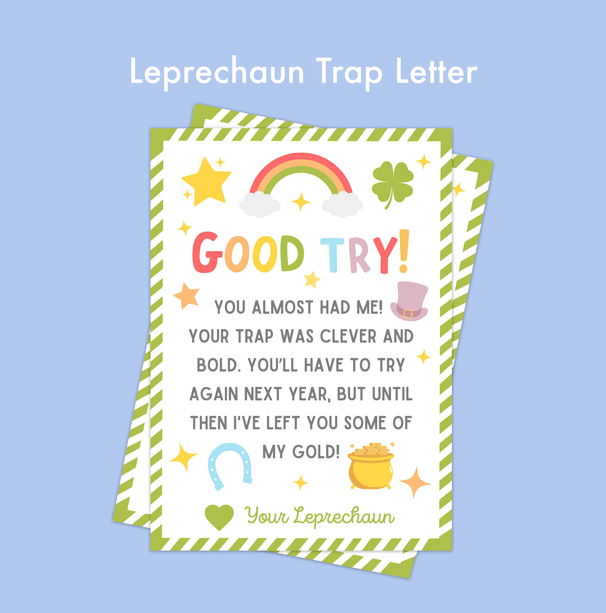 St Patricks Day Printable Leprechaun Trap Note – Sugar Pie Paper