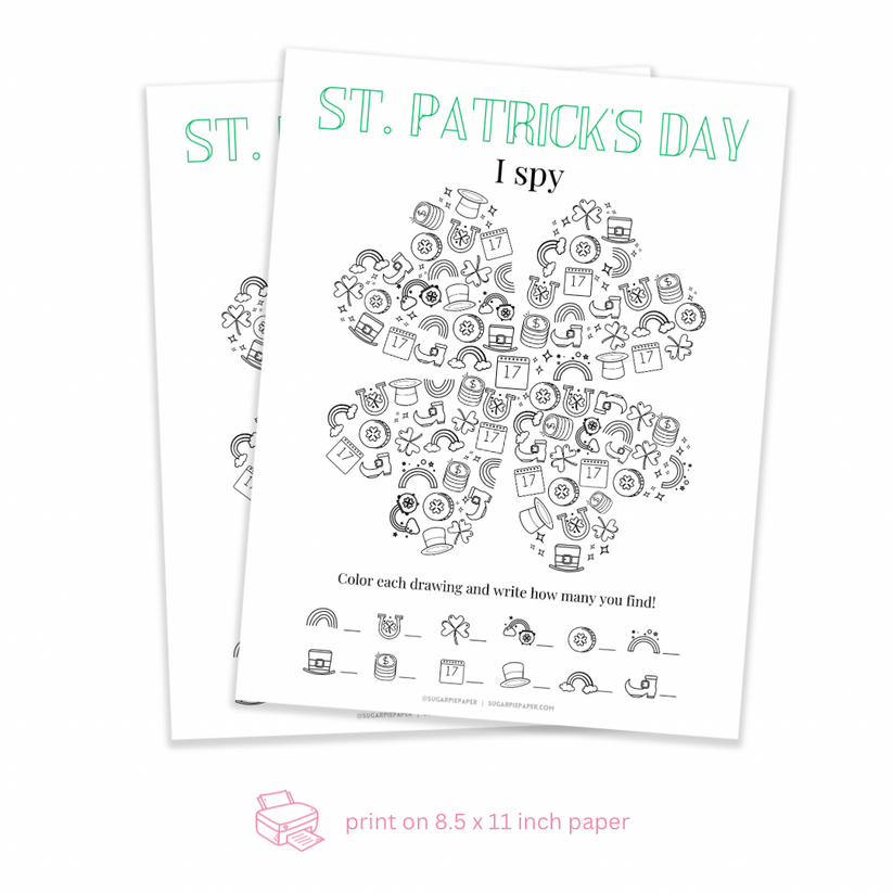 I Spy Saint Patrick's Day Activity Printable for Kids – Sugar Pie Paper