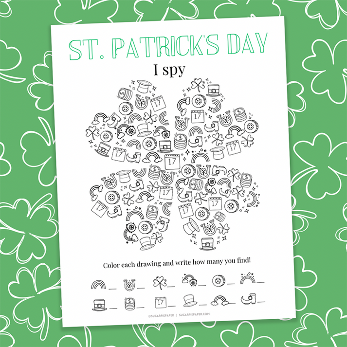 I Spy Saint Patrick's Day Activity Printable for Kids – Sugar Pie Paper
