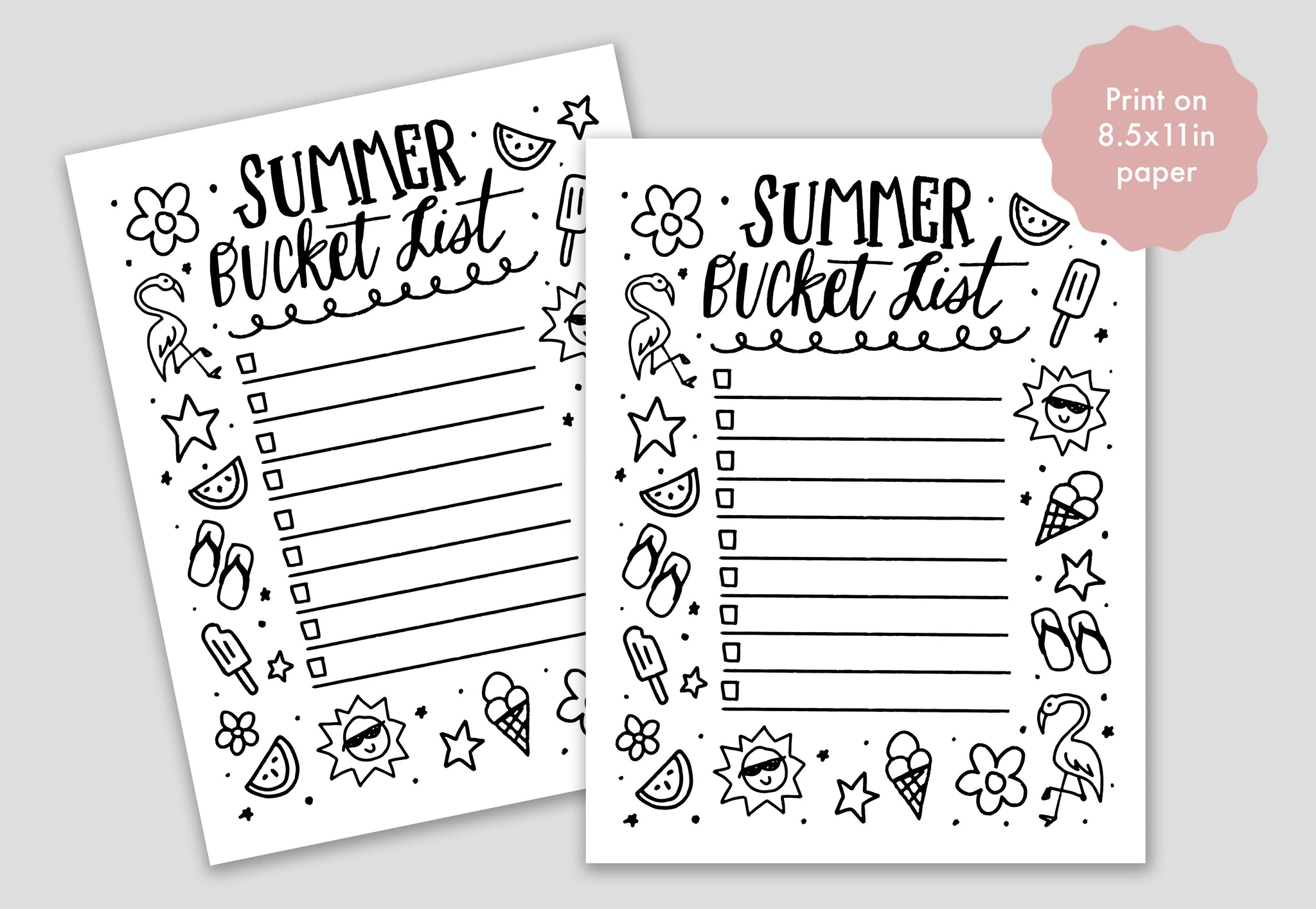FREE Summer Bucket List Printable | Color in – Sugar Pie Paper