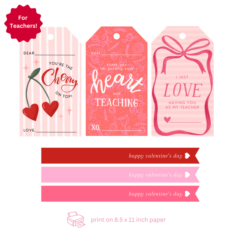Teacher Valentine Printable Gift Tags – Sugar Pie Paper