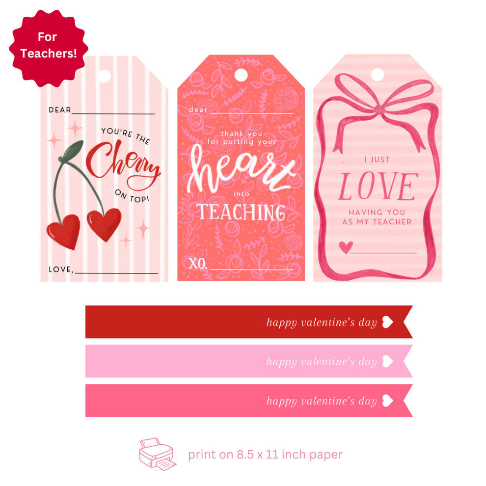 Teacher Valentine Printable Gift Tags – Sugar Pie Paper