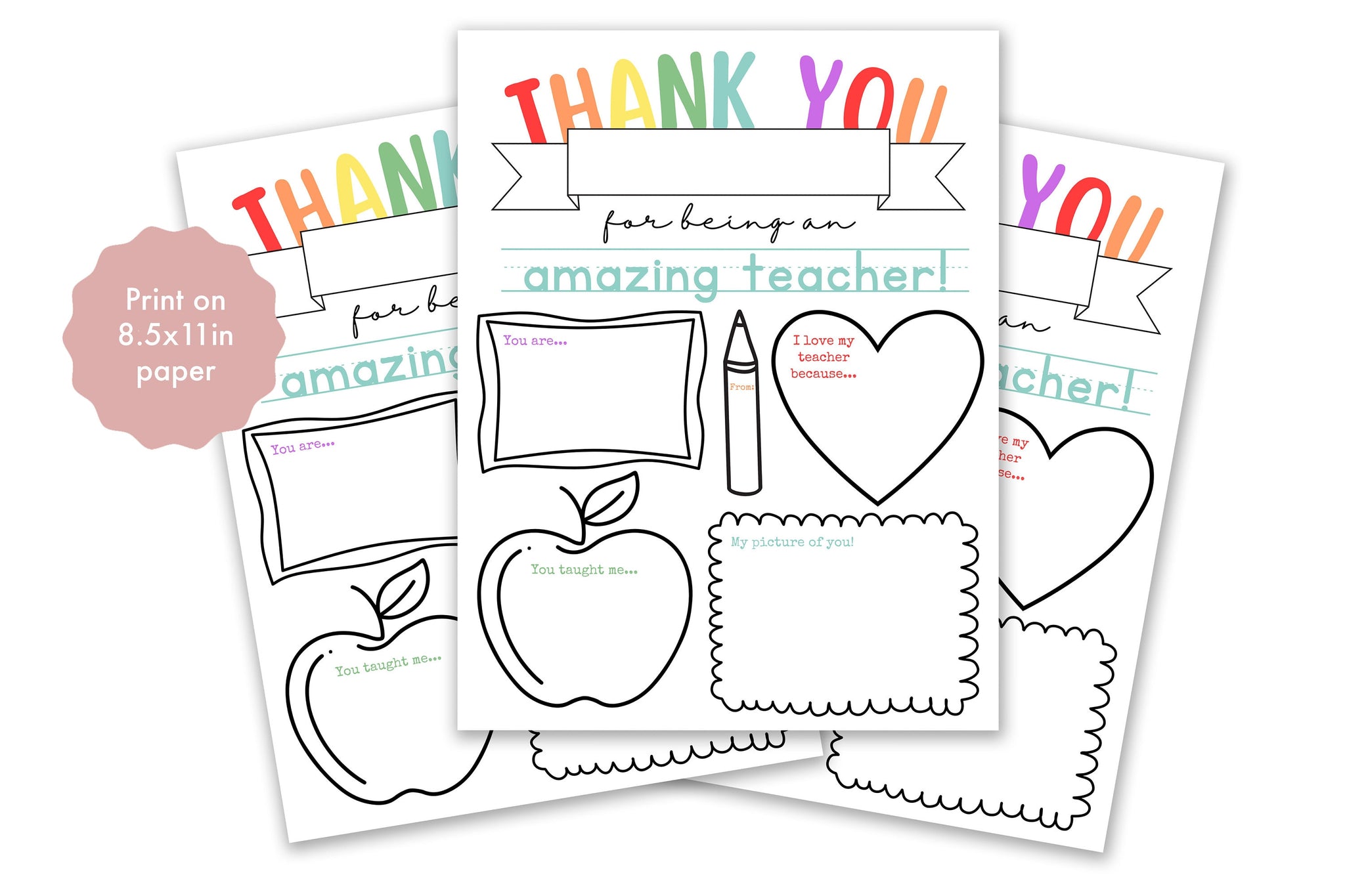 Teacher Appreciation Printable Sheet | Thank You – Sugar Pie Paper
