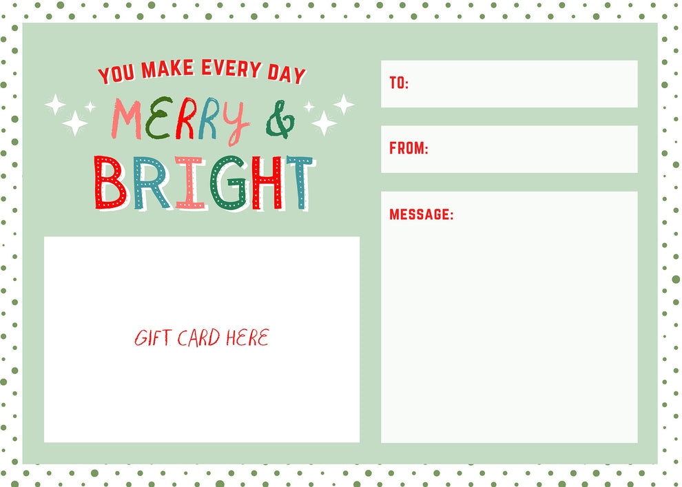 Teacher Christmas Gift Card Holder | Merry And Bright Green – Sugar Pie ...