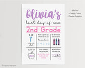 Last Day of Second Grade Sign Girl 8x10 – Sugar Pie Paper