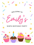 Cupcake Birthday Party Welcome Sign | Kids Party Decorations – Sugar ...