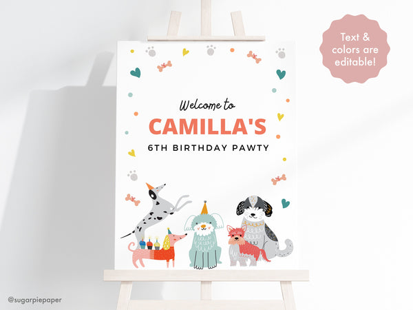 Puppy Birthday Party Sign | Kids Party Decorations – Sugar Pie Paper